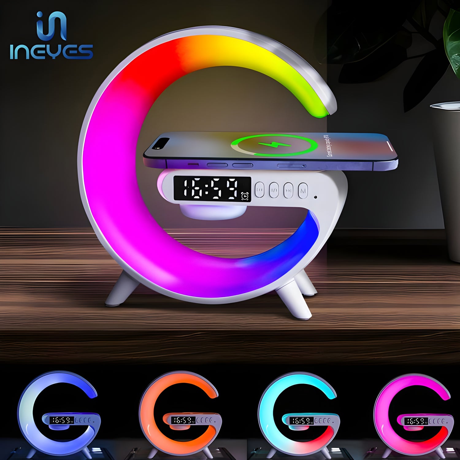 G Lamp With Bluetooth Speaker Wireless Charger Sunrise Wake-up & Alarm